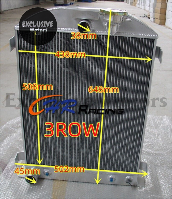 3 Row Aluminum Radiator for 1932 Ford HiBoy (Chopped, Ford Engine ...