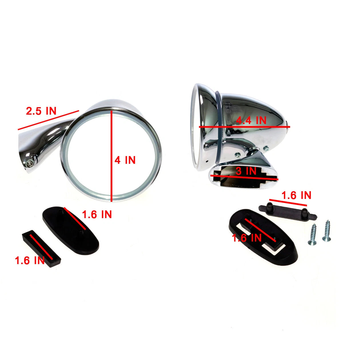 Chrome Bullet Door Fender Mirror for Austin Sprite MKIV/MG Midget MkII ...